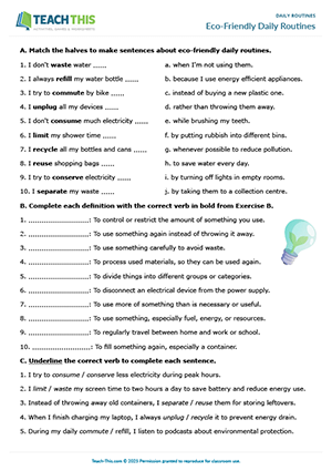 ESL Daily Routines worksheet preview matching, binary choice,gap-fill ...